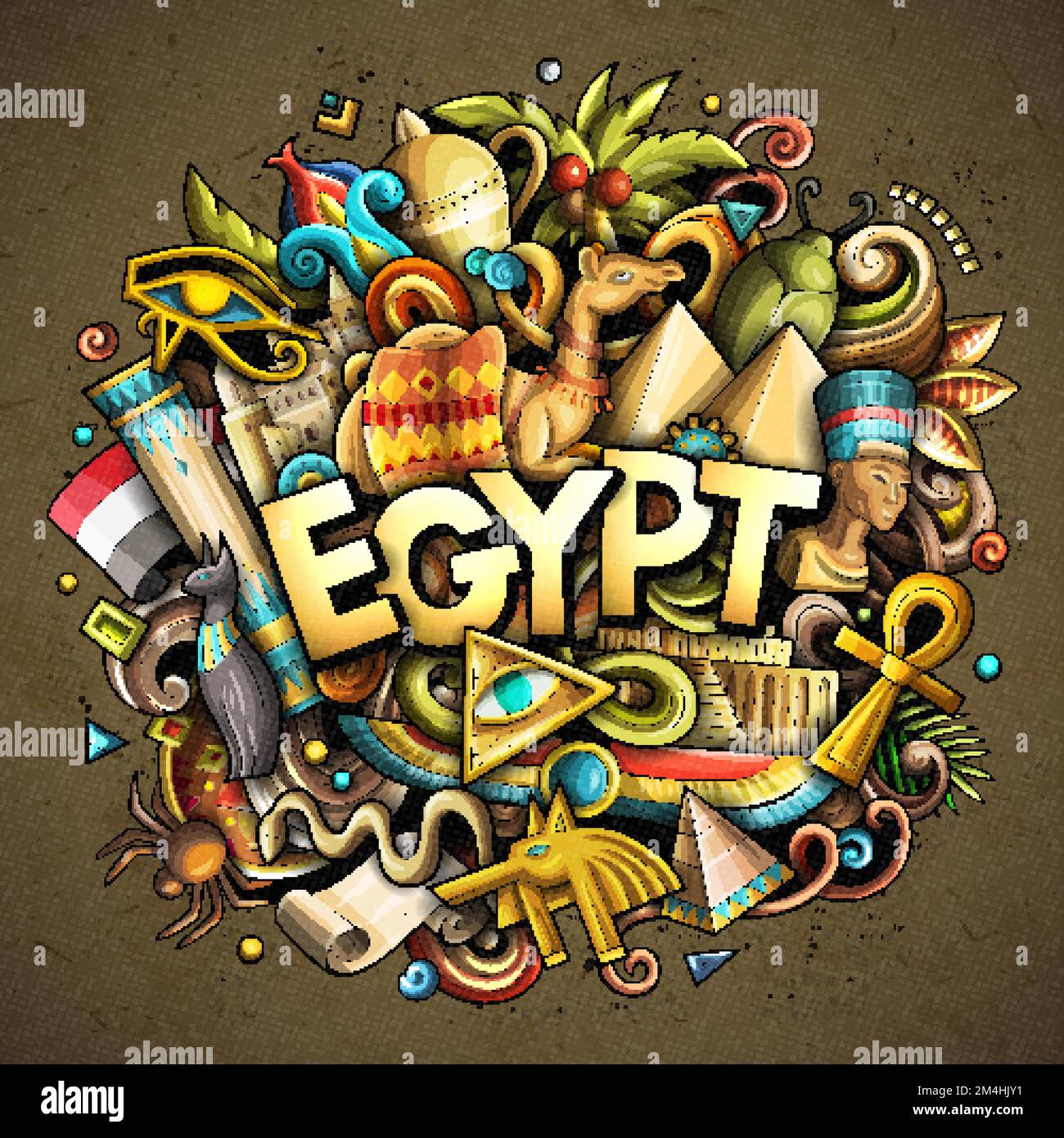 Egypt cartoon doodle illustration. Funny design. Creative vector background. Handwritten text ...