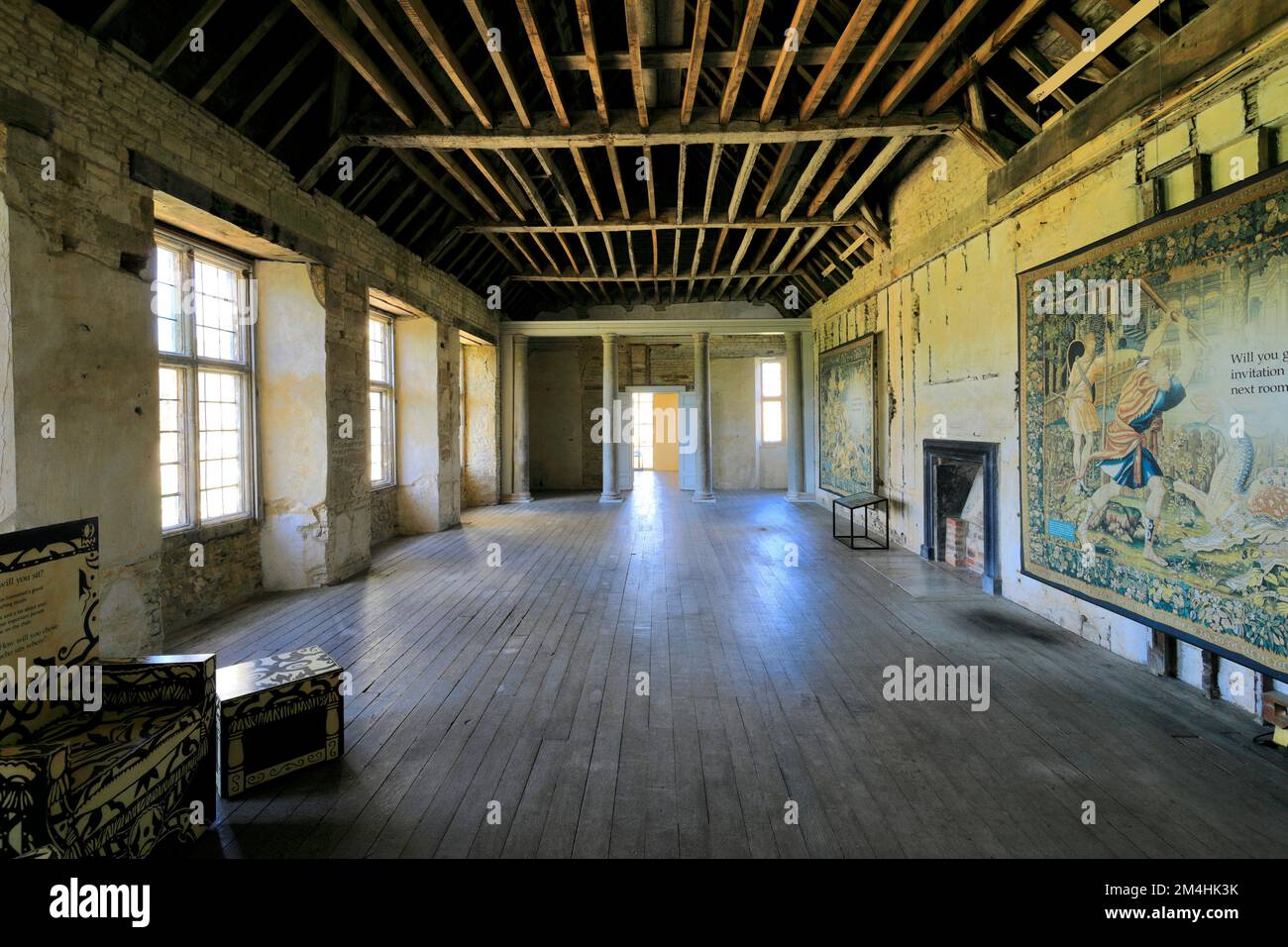 Interior view of Kirby Hall, an Elizabethan country house, near Gretton ...