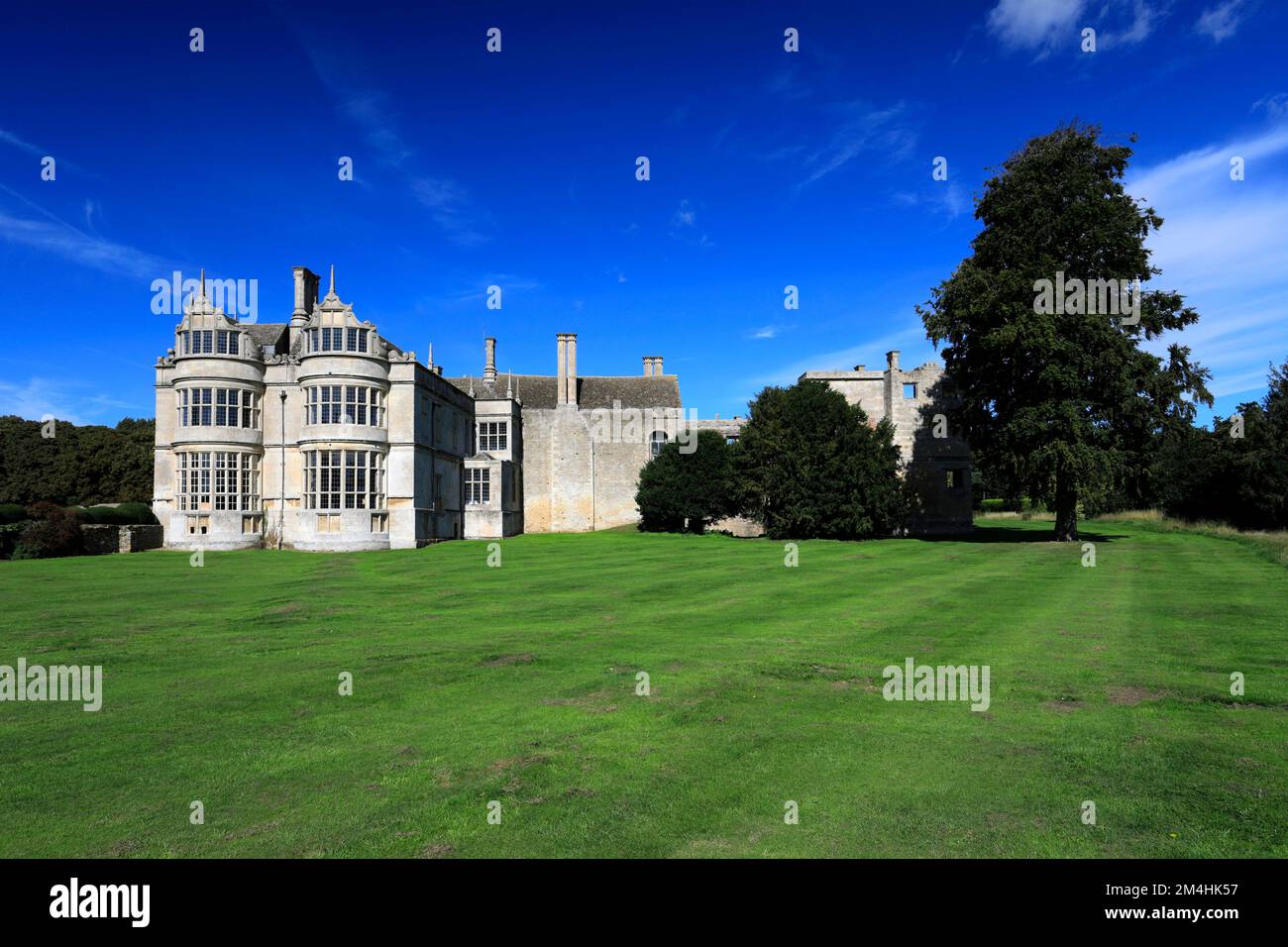Summer view of Kirby Hall, an Elizabethan country house, near Gretton ...