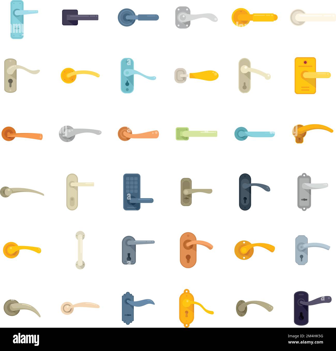Door handles icons set flat vector. Domestic control. Electric doorknob ...