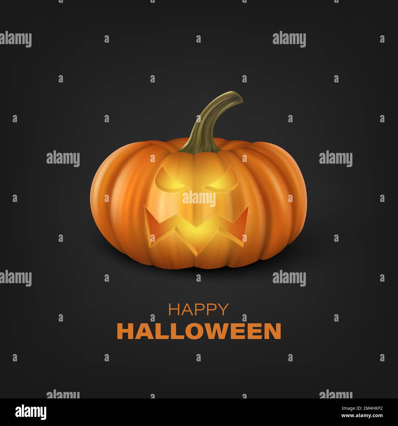 Vector Halloween Pumpkin on Black Background. Cute Jack-o-lanterns ...
