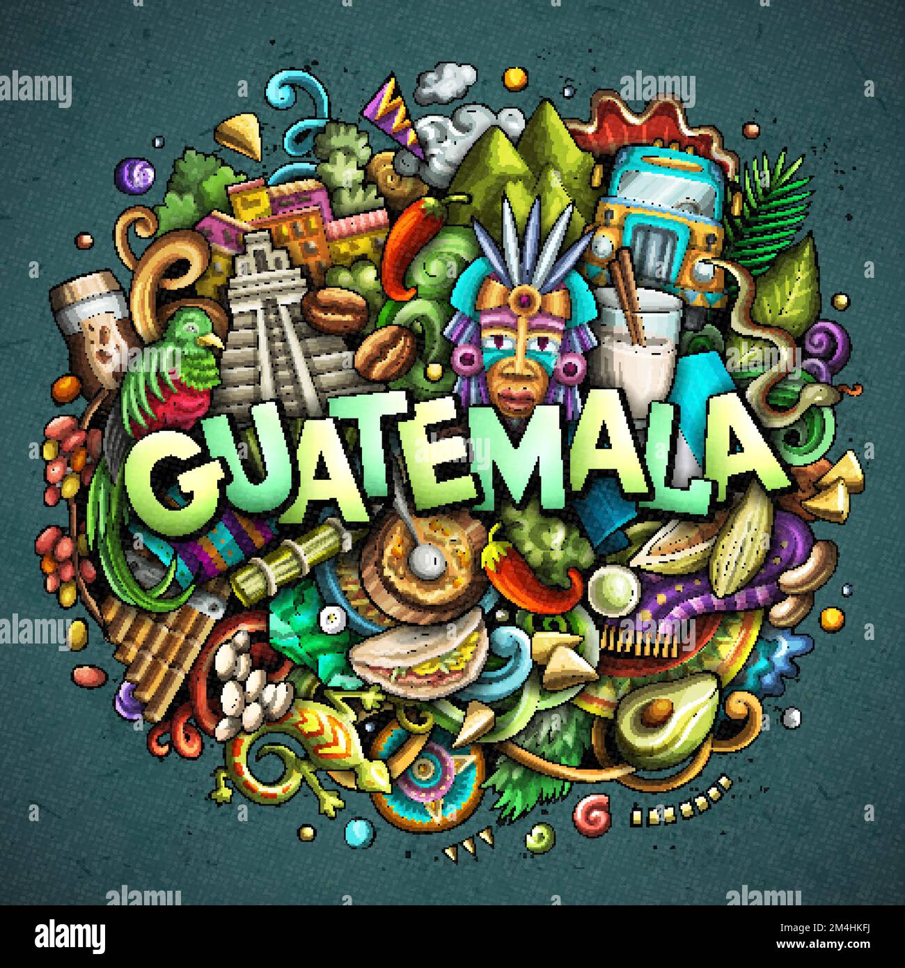 Guatemala cartoon doodle illustration. Funny design. Creative vector ...