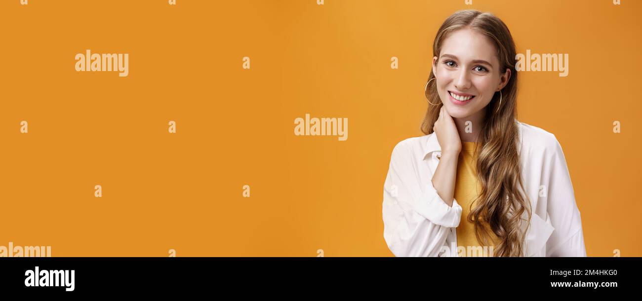 Close-up shot of glamourous young tender girlfriend dressed on date ...