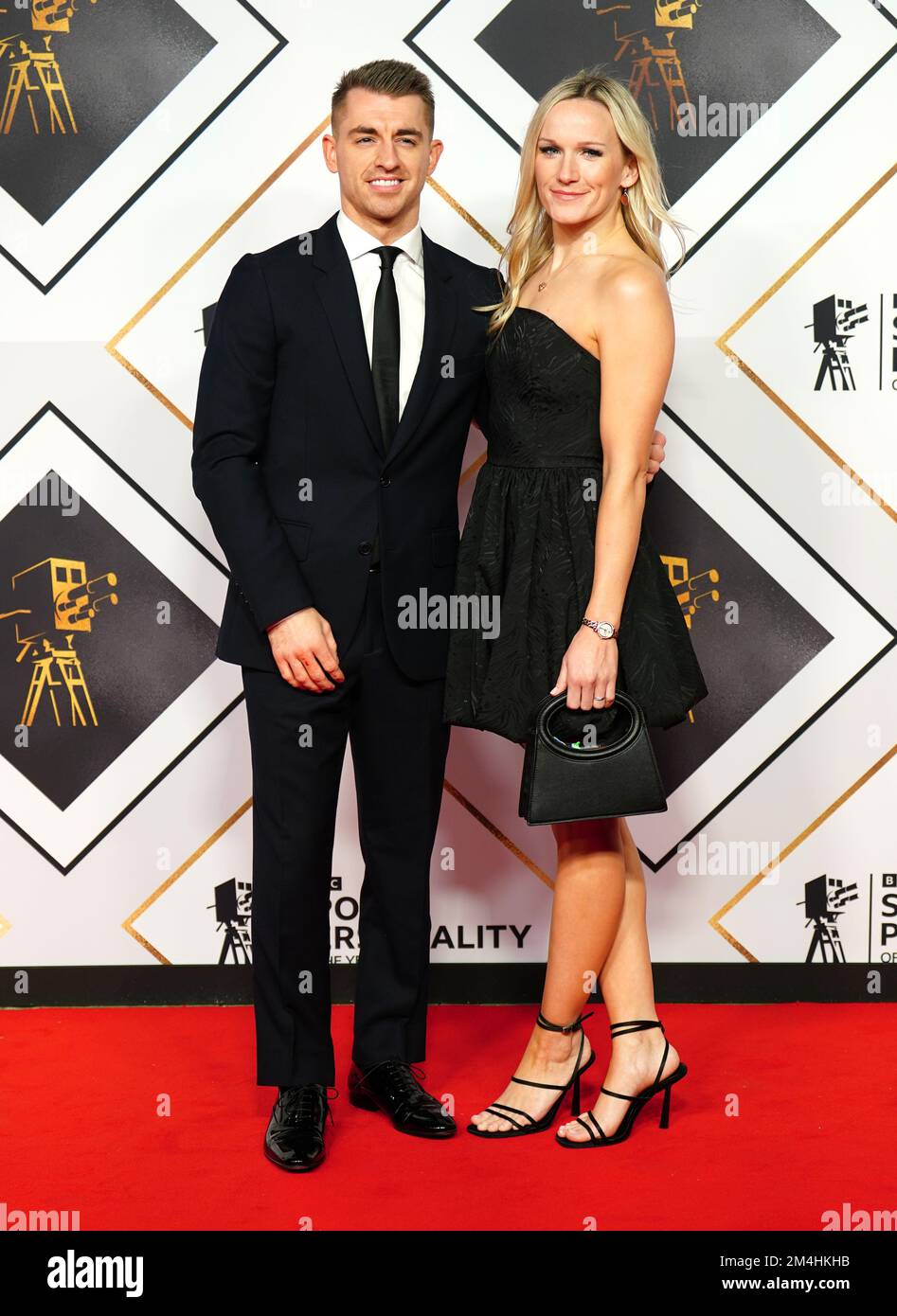 Max Whitlock and wife Leah Hickton poses on the red carpet prior to the ...