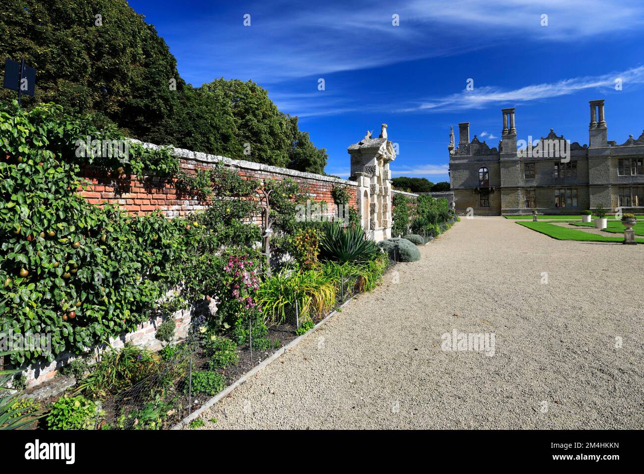 Summer view of Kirby Hall, an Elizabethan country house, near Gretton ...