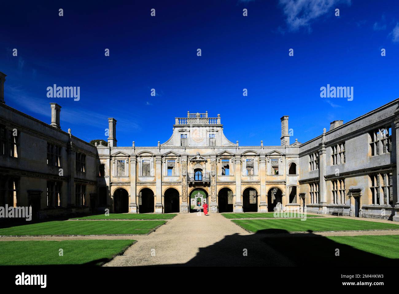 Summer view of Kirby Hall, an Elizabethan country house, near Gretton ...