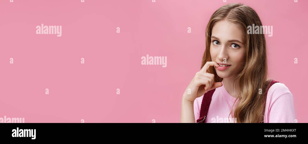 Cute feminine girl learning how make glances and seduce boyfriend with ...