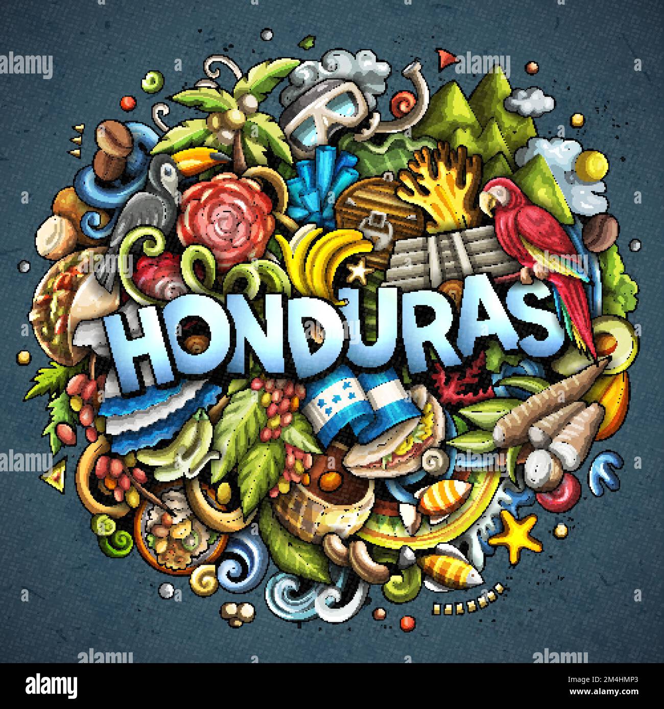 Honduras cartoon doodle illustration. Funny design. Creative vector ...