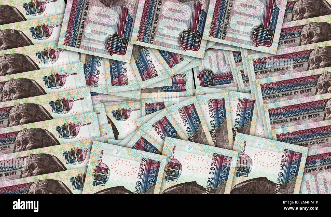 Egyptian Pound banknotes in a cash fan mosaic pattern. Egypt 100 EGP ...