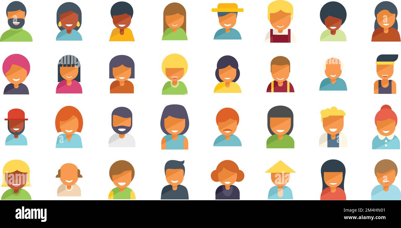 Smiling people icons set flat vector. People avatar. Business person ...