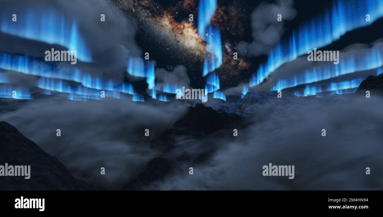 Rocky Mountain Landscape Nature Background. Milky way, stars and ...