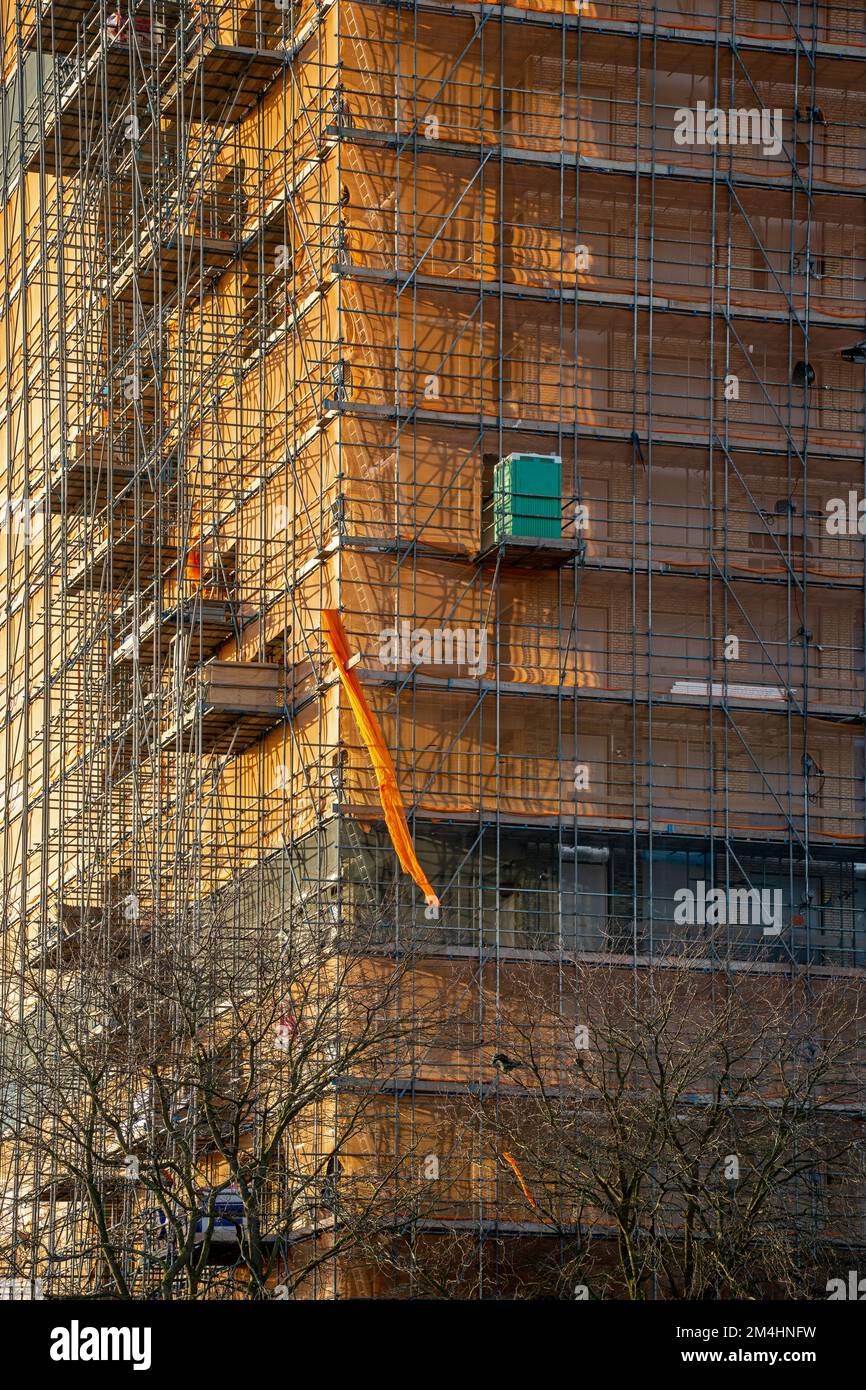 Scaffolding for construction of an apartment building in the ...