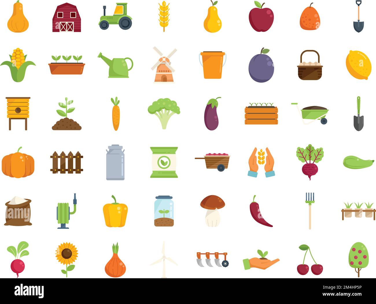 Eco farming icons set flat vector. Agriculture farmer. Local produce ...