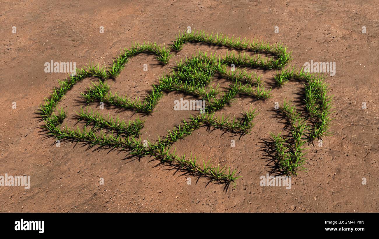 Concept or conceptual green summer lawn grass symbol shape on brown ...