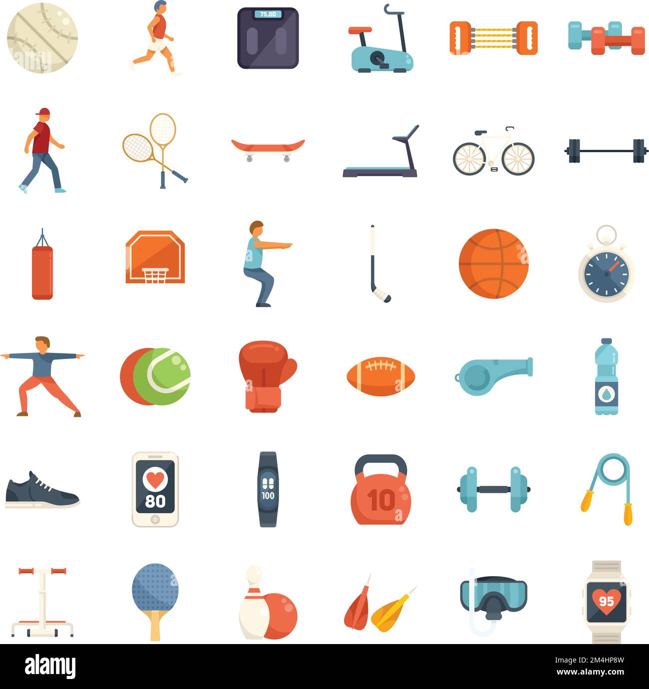Physical activity icons set flat vector. Yoga person. Gym trainer ...