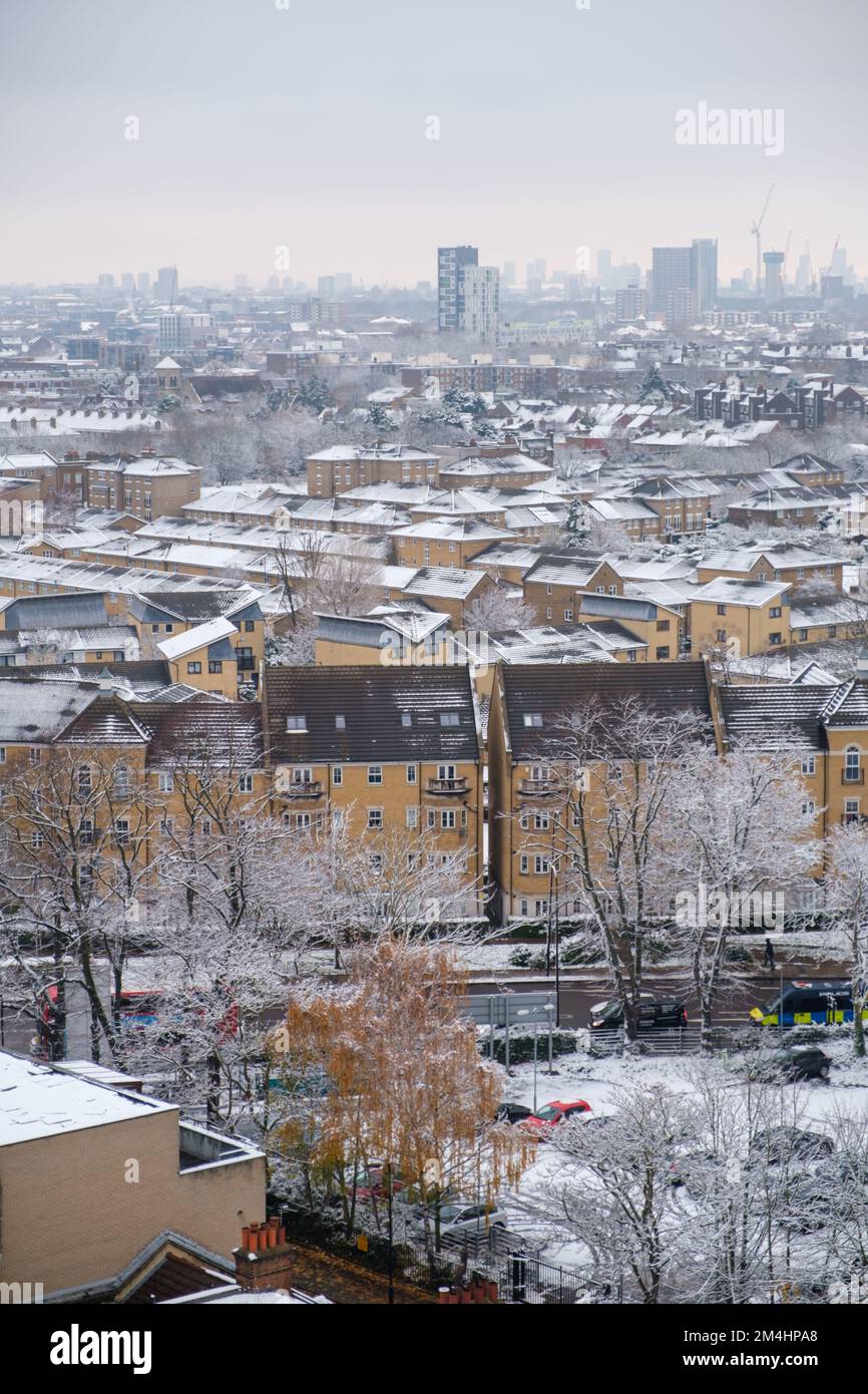 Aerial view of London rooftops covered in snow Stock Photo - Alamy