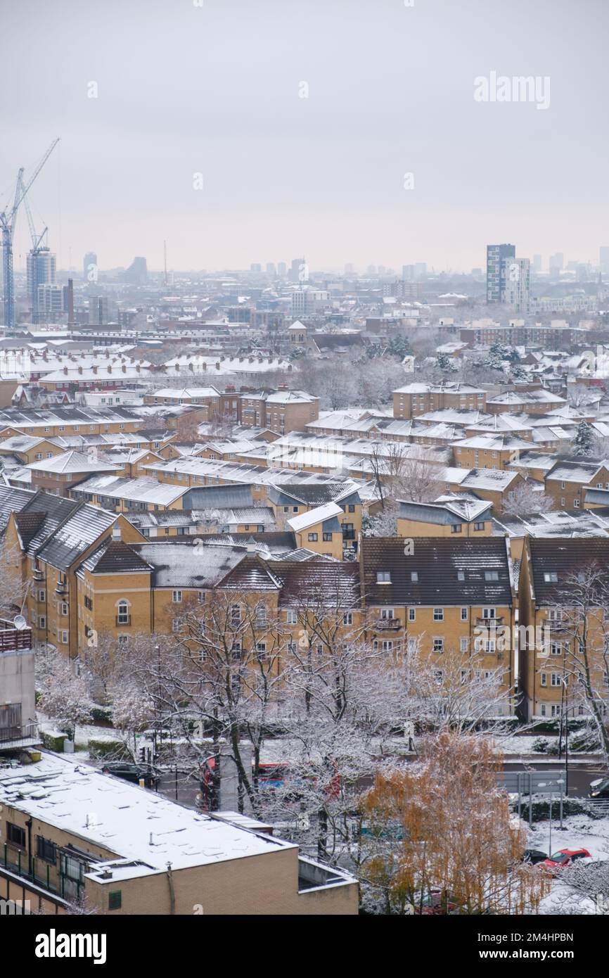 Aerial view of London rooftops covered in snow Stock Photo - Alamy
