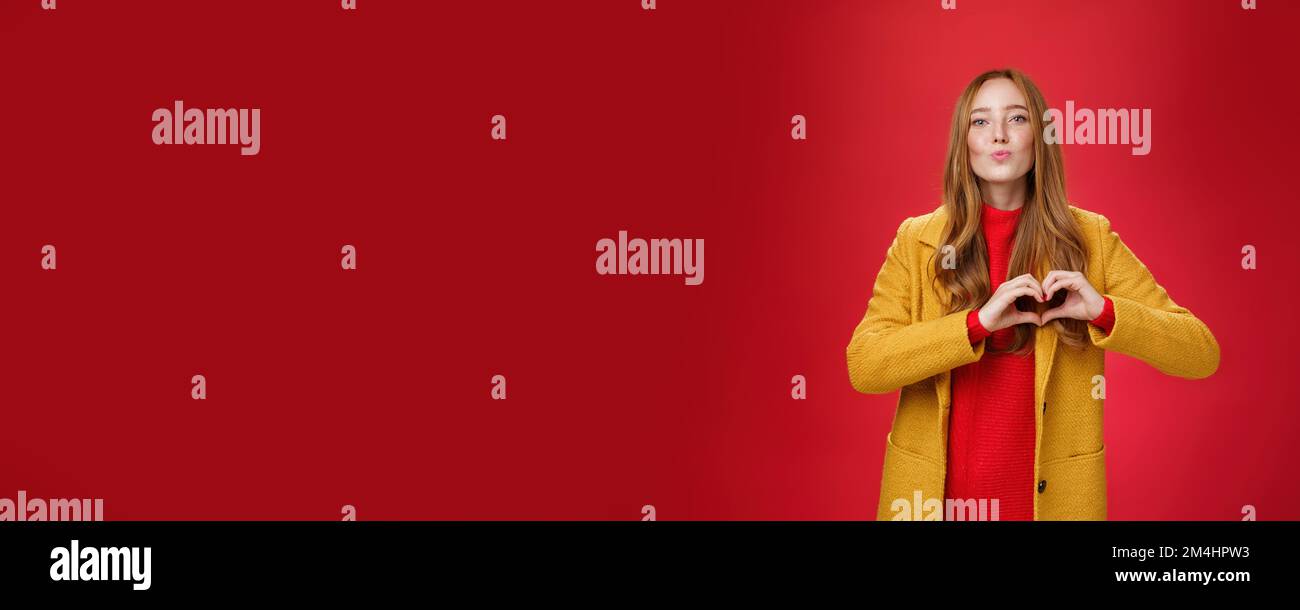 Love you all. Portrait of romantic and stylish good-looking flirty ...