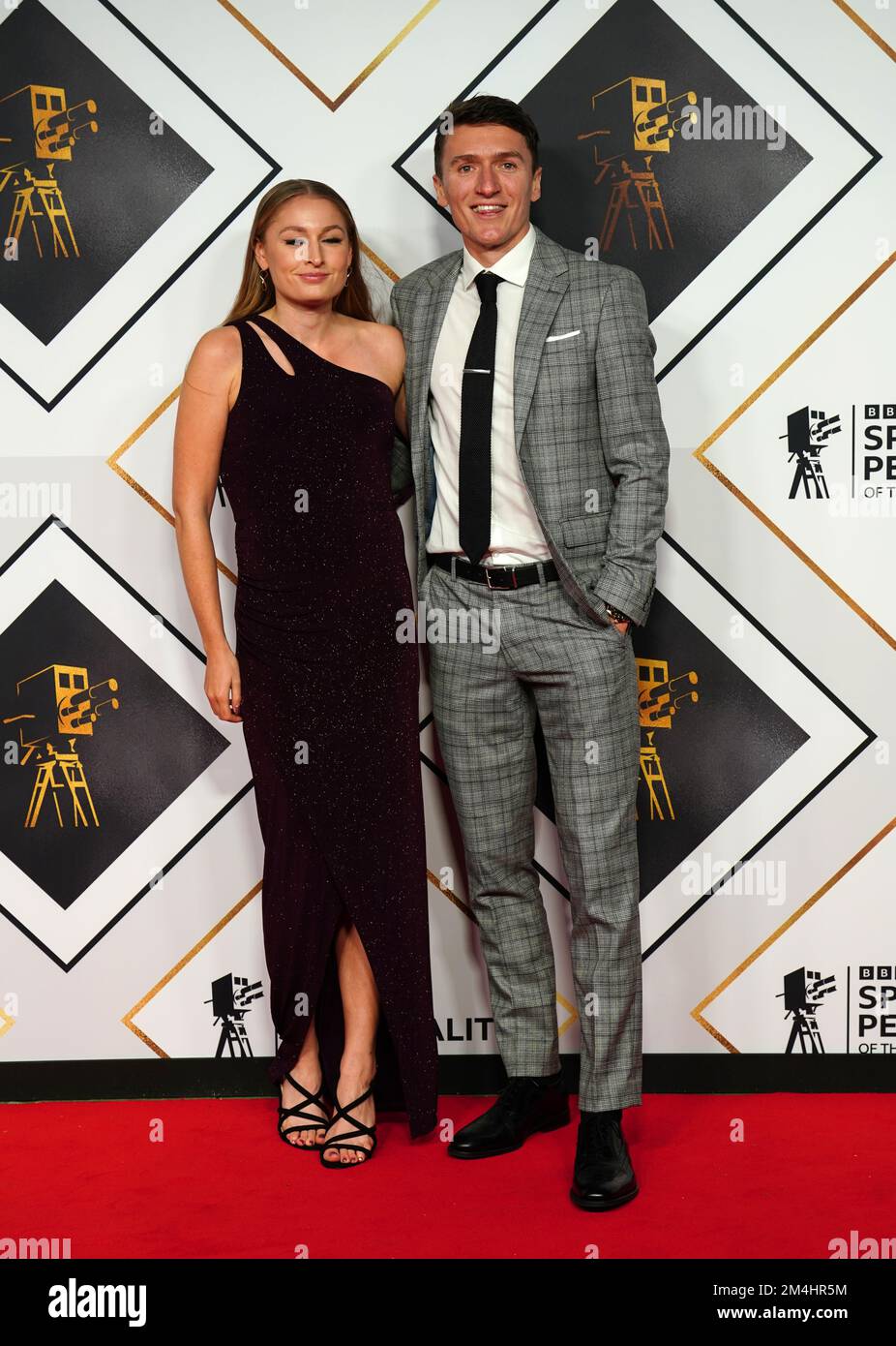 Jake Wightman and Georgie Hartigan pose on the red carpet prior to the ...