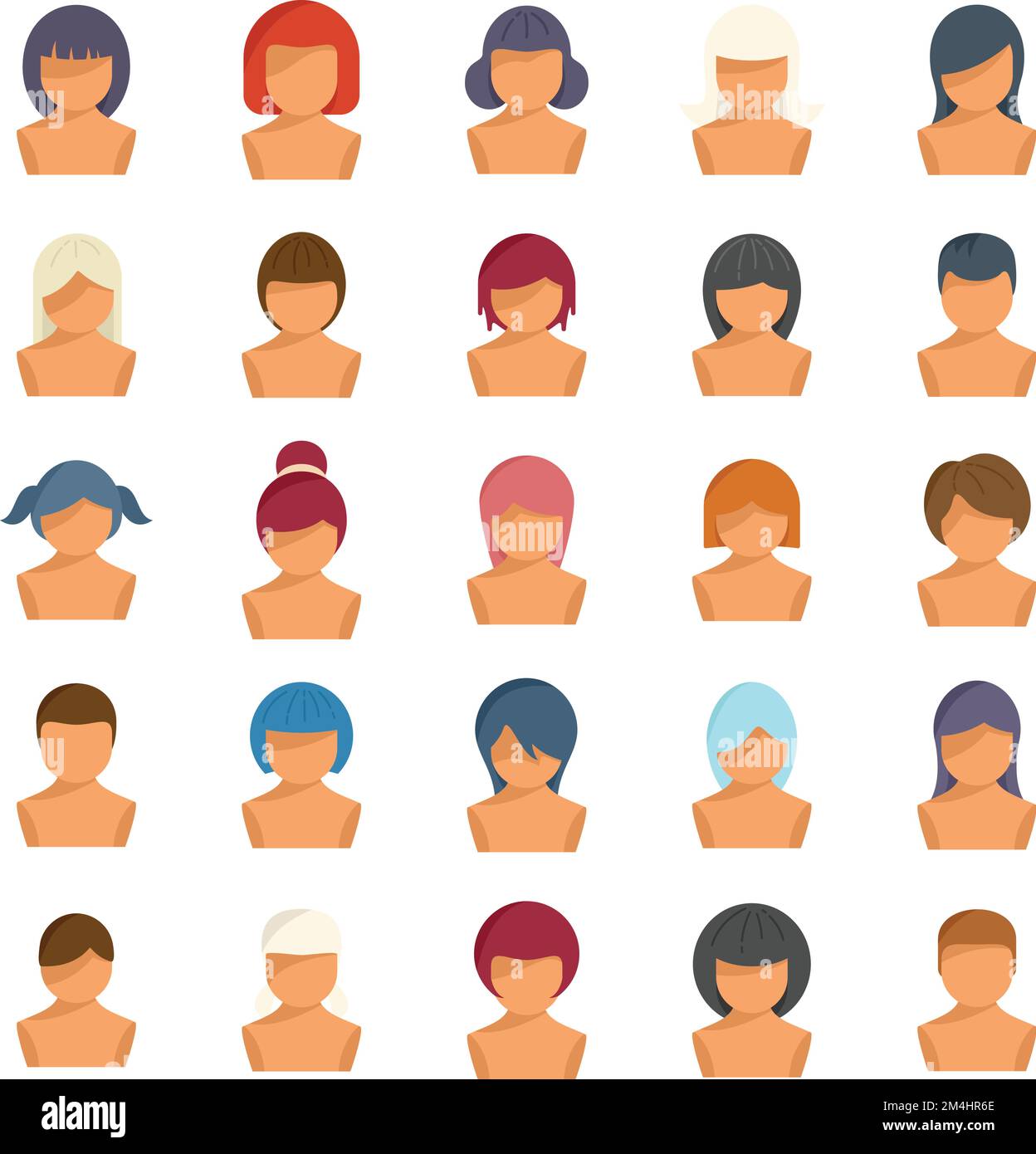 Wig icons set flat vector. Woman hair. Girl style isolated Stock Vector ...