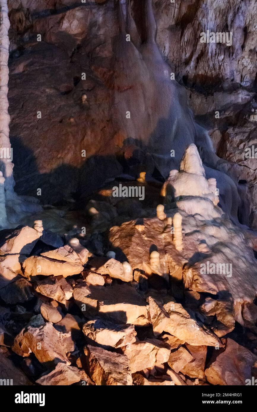 spectacular stalagmites and stalactites formations. scene inside one of ...
