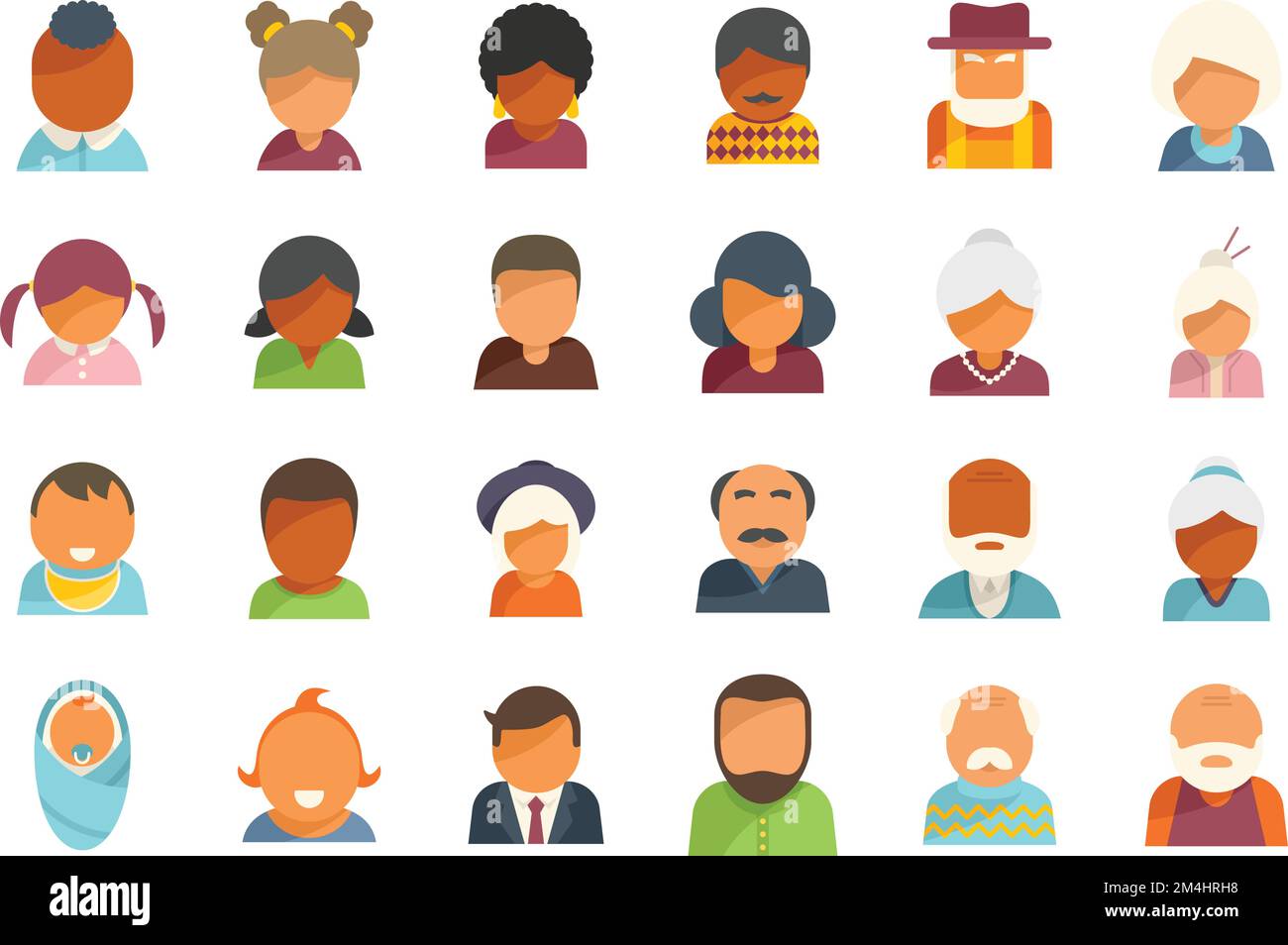 Generation icons set flat vector. Family people. Adult age isolated ...