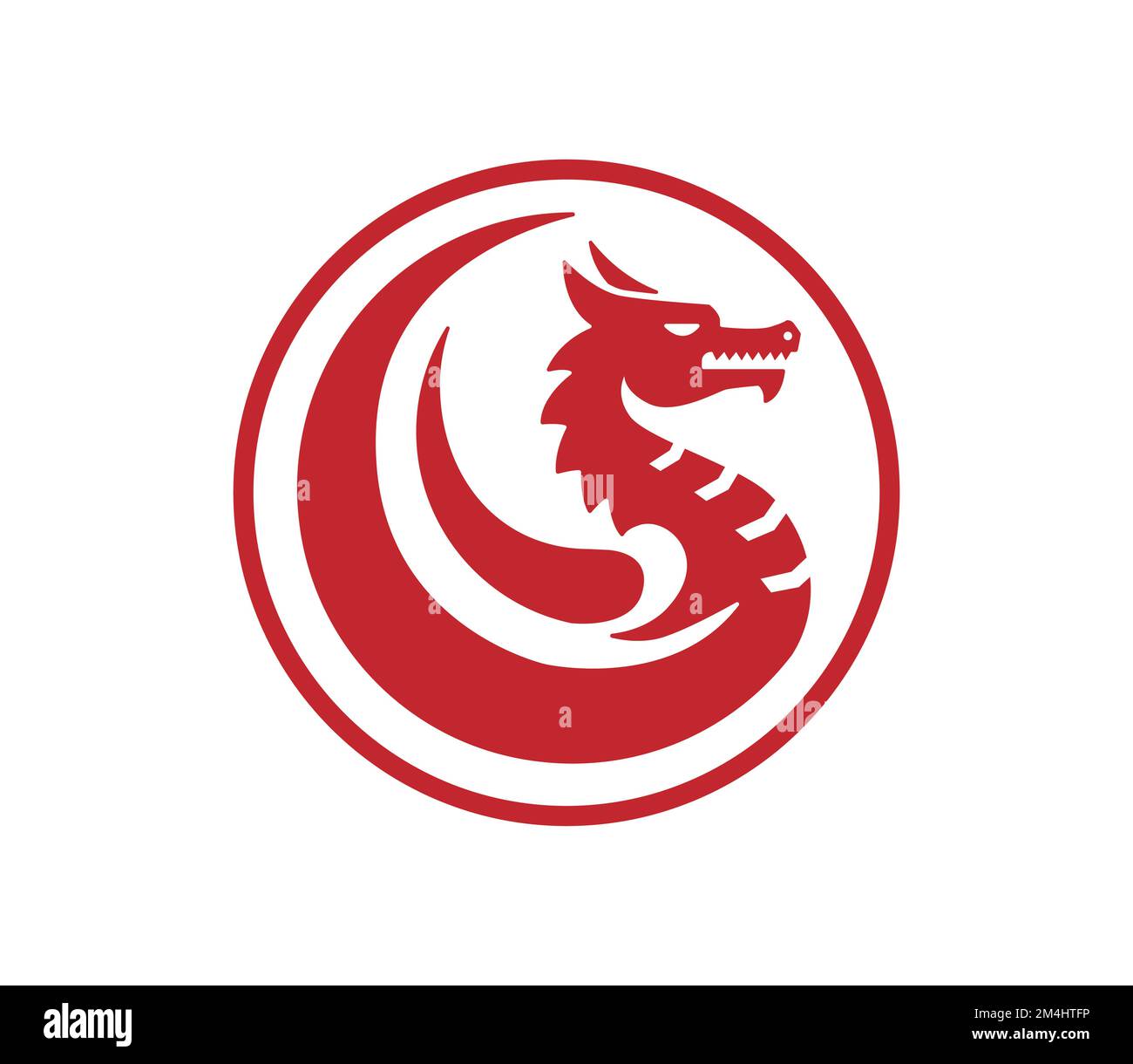 A red dragon emblem in a circle isolated on a white background Stock ...
