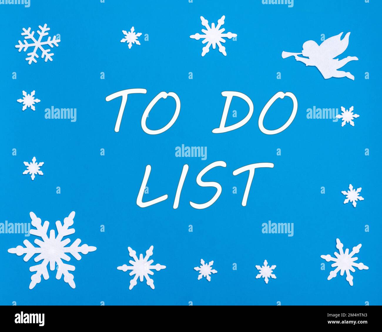 New Year's motivational card. Text TO DO LIST on a blue background with ...