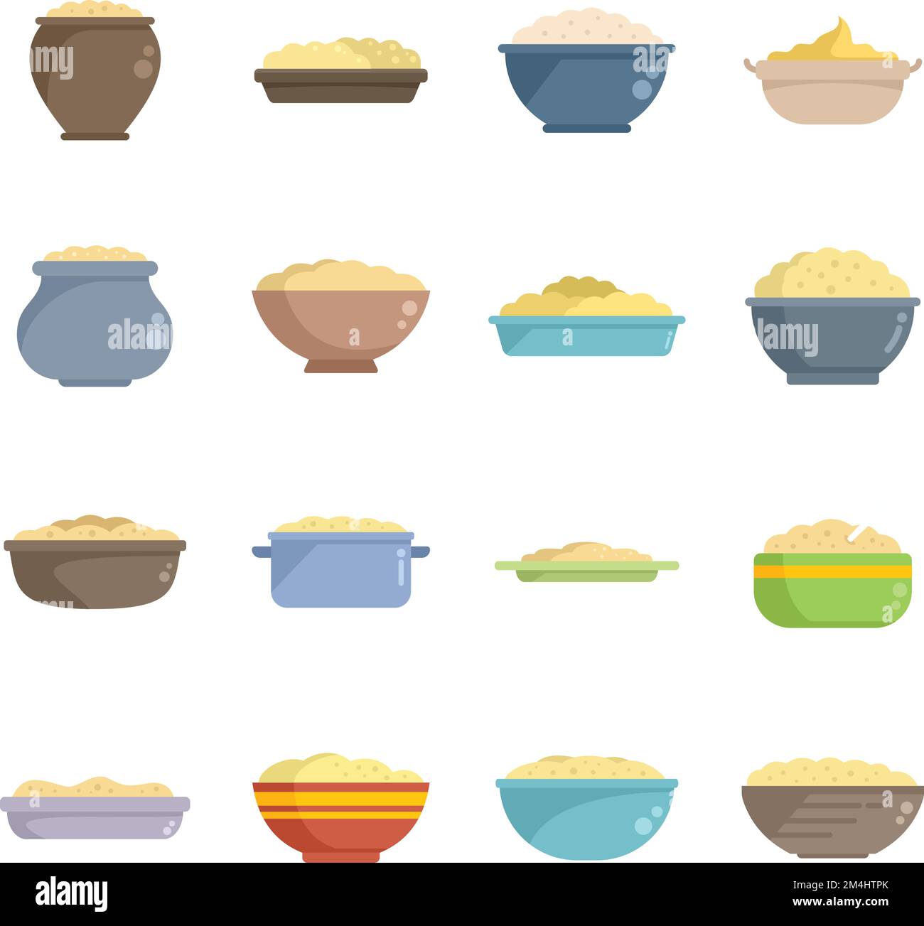 Mashed potatoes icons set flat vector. Food breakfast. Mash potato ...