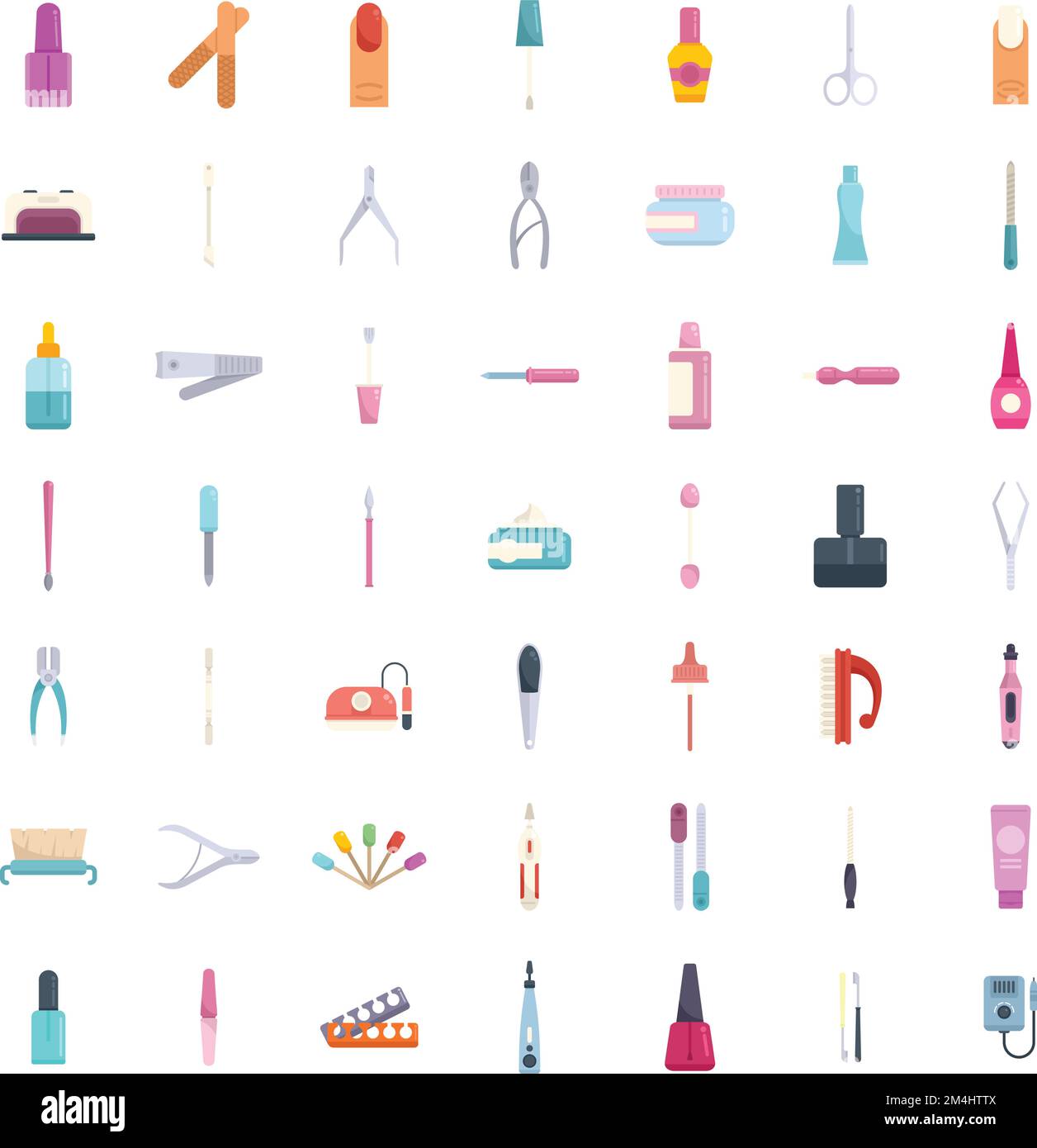 Equipment for manicure icons set flat vector. Nail pedicure. Art care ...