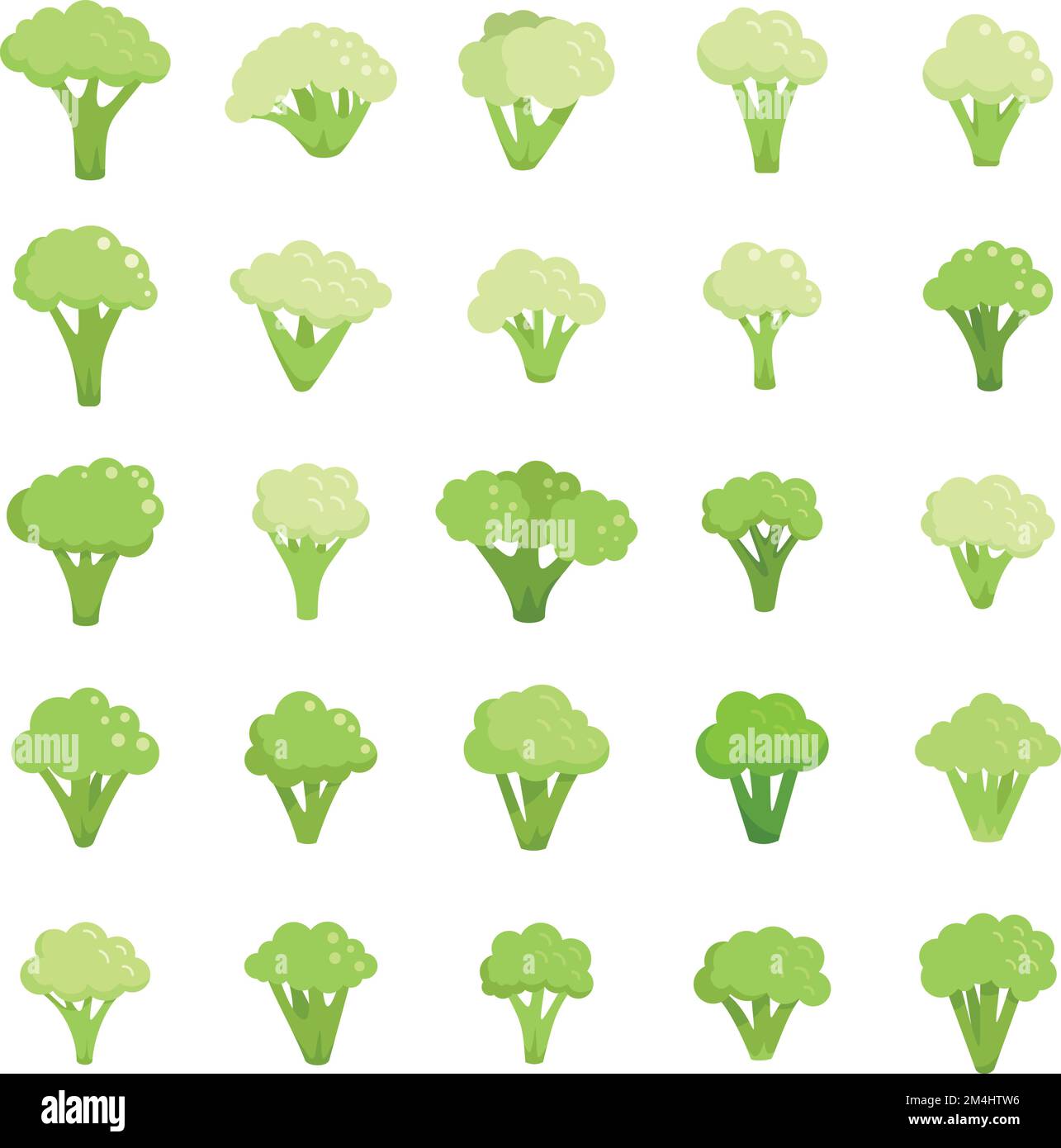 Broccoli icons set flat vector. Vegan food. Salad health isolated Stock ...
