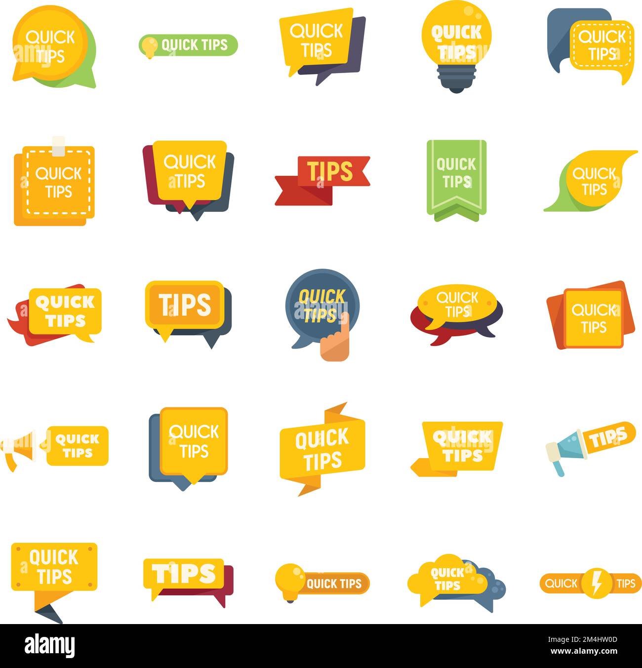 Tips icons set flat vector. Help information. Quick advice isolated ...