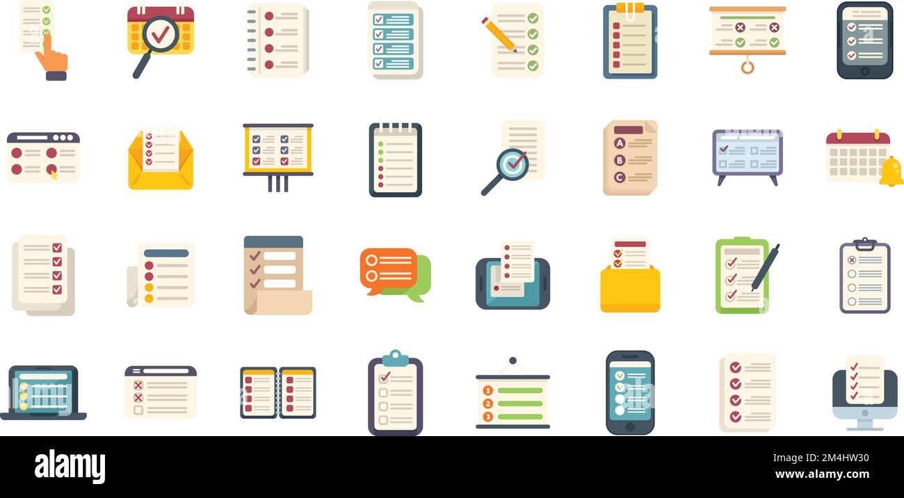 Task schedule icons set flat vector. Calendar agenda. Personal tech ... Task schedule icons set flat vector. Calendar agenda. Personal tech ...