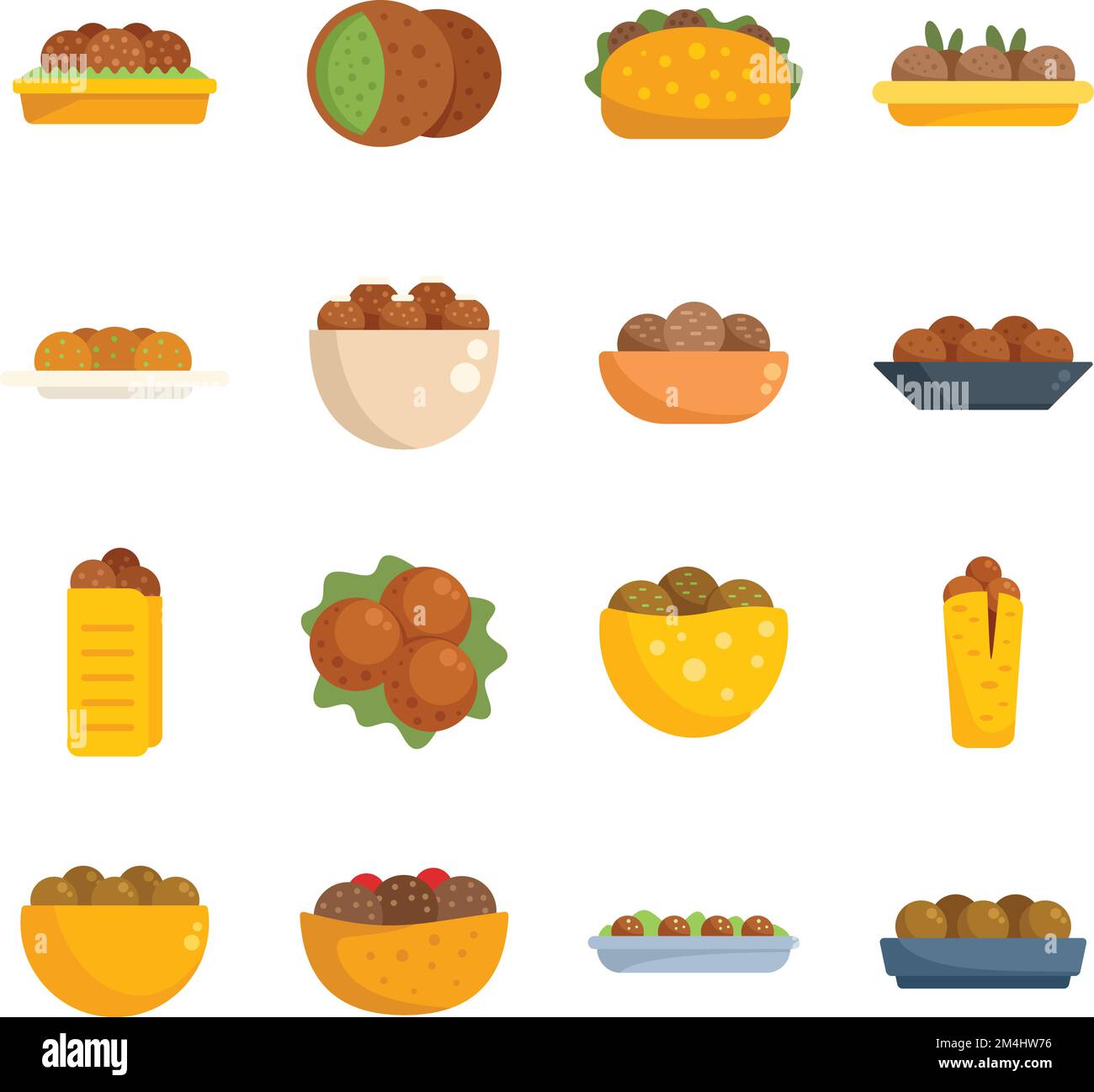 Falafel icons set flat vector. Pita food. Arab ball isolated Stock ...