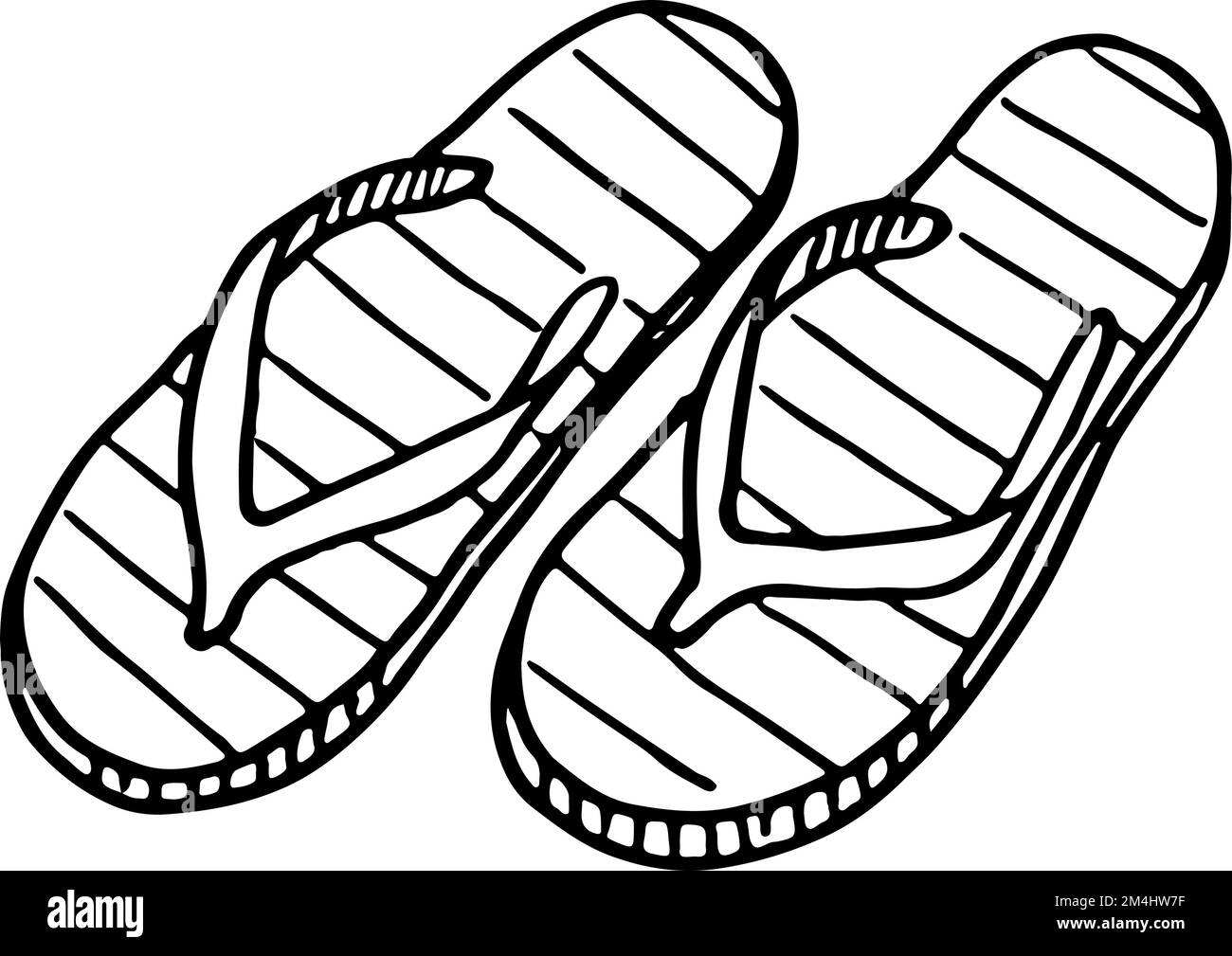 Flip flops doodle. Hand drawn beach sandals Stock Vector Image & Art ...