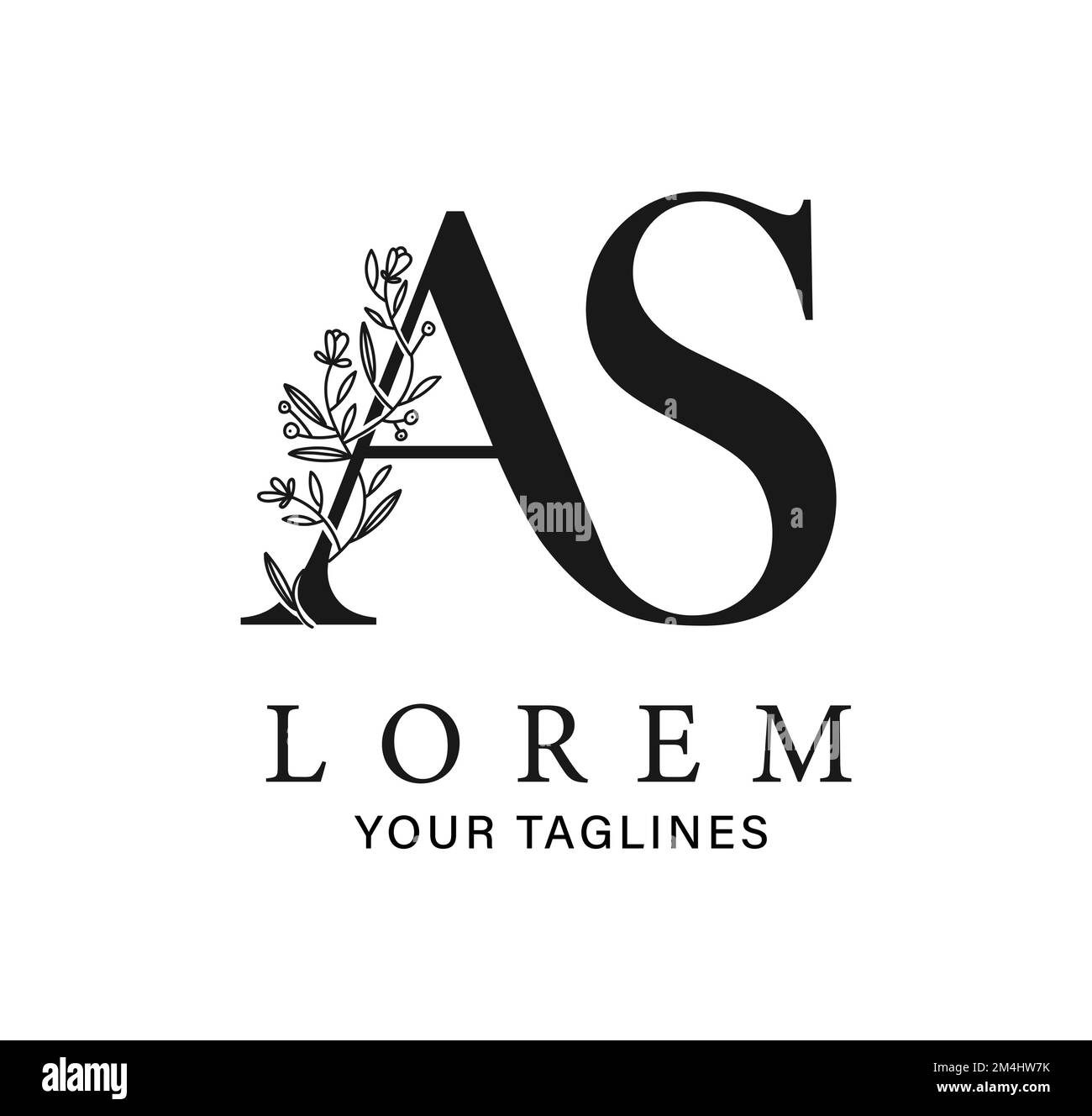 A company logo design. A and S letters with floral decoration Stock ...