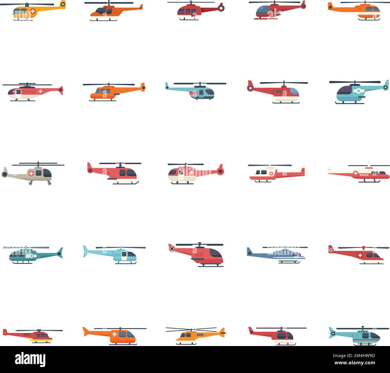 Rescue helicopter icons set flat vector. Air engine. Fast force ...