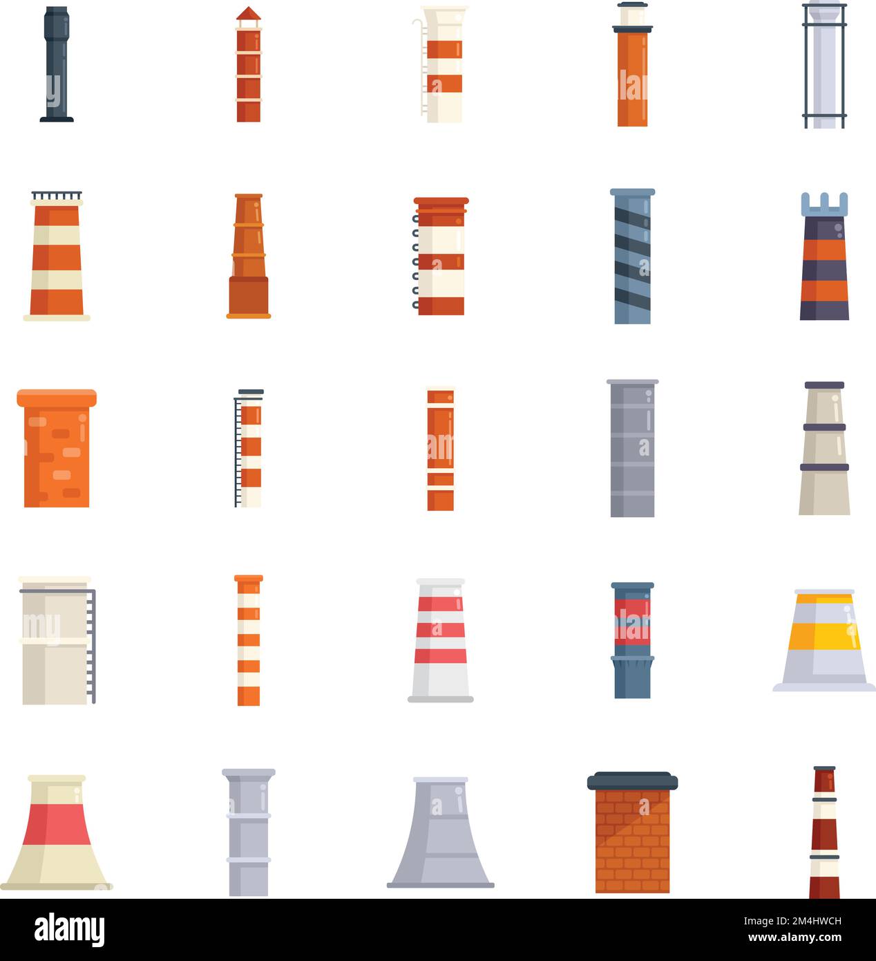 Chimney icons set flat vector. Roof sweep. Construction equipment ...