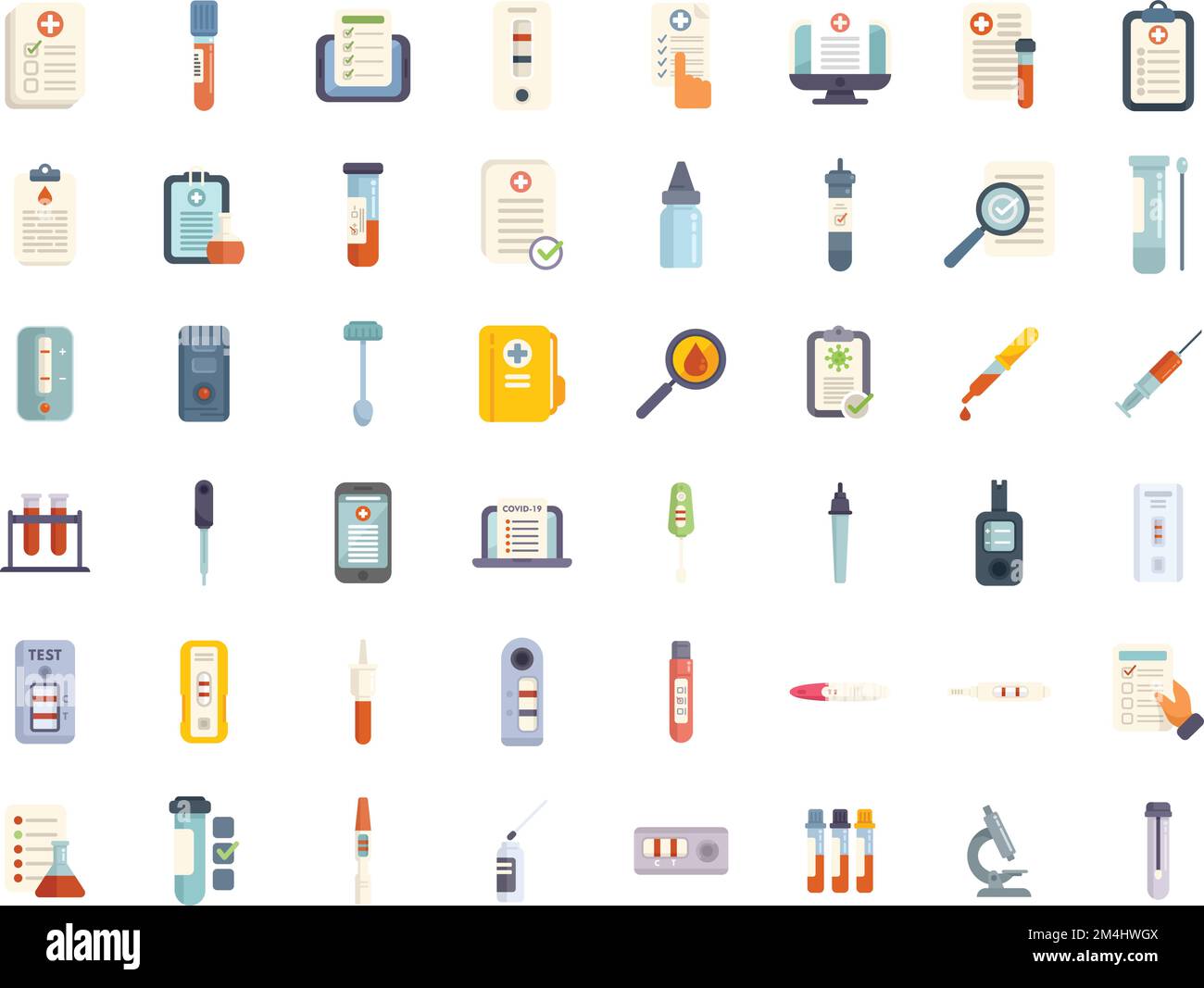 Test result icons set flat vector. Hiv test. Rapid kit isolated Stock ...