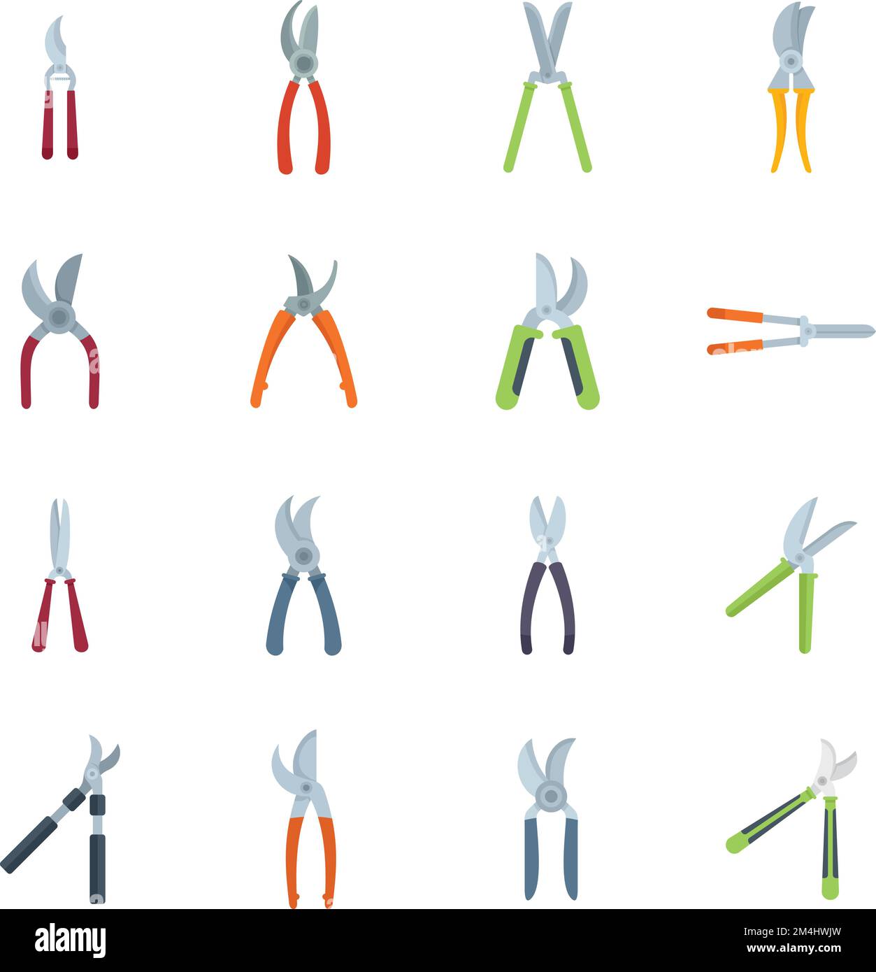 Secateurs icons set flat vector. Agriculture cut. Garden farm isolated ...