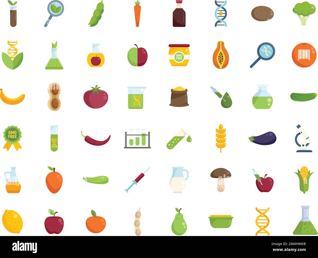 Gmo food icons set flat vector. Antibiotic corn. Gmo industry food isolated Stock Vector Image ...