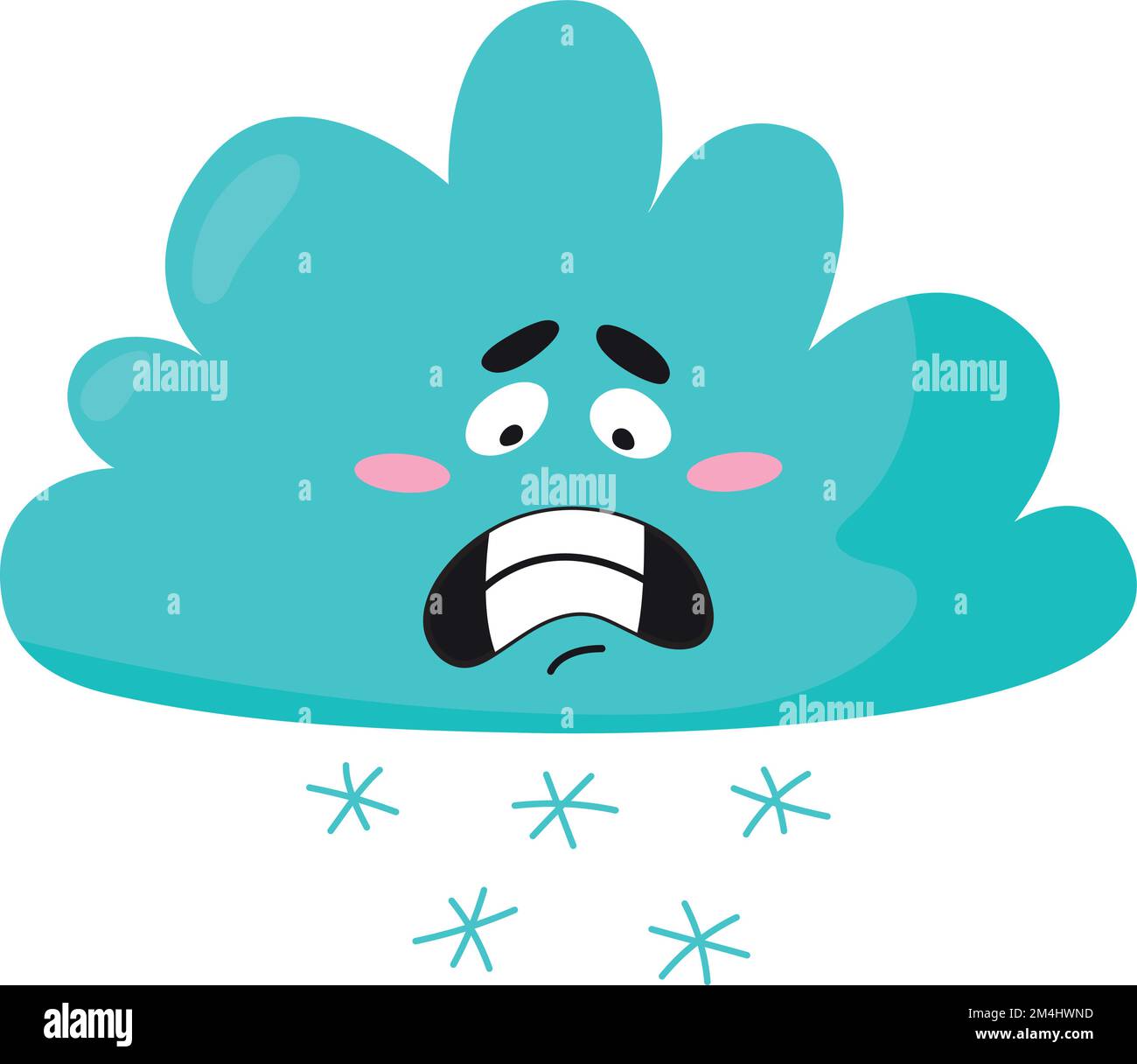 Snow cloud with scared face. Kawaii weather character Stock Vector ...