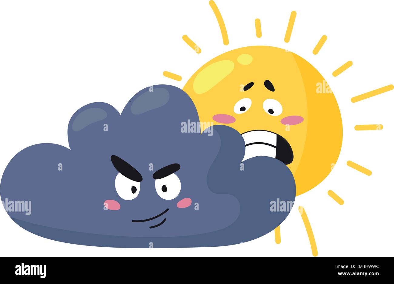 Funny cloudy weather icon. Sky character with face expression Stock ...