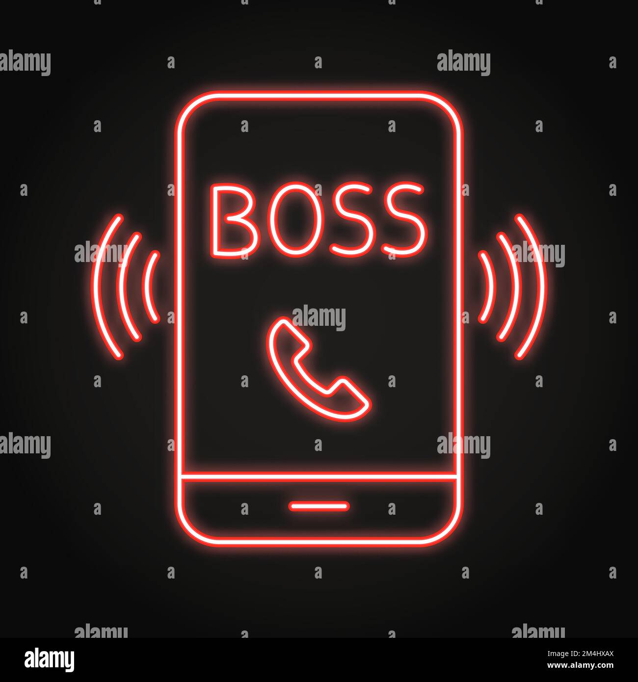 Boss calling neon icon in line style. Mobile phone with answer button ...