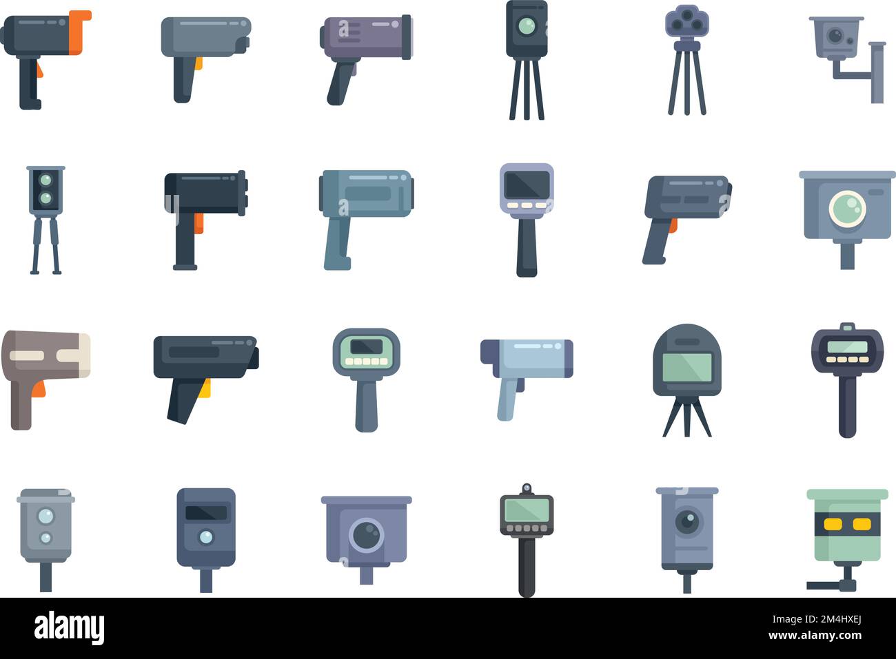 Speed radar icons set flat vector. Alert camera. Digital device isolated Stock Vector Image ...