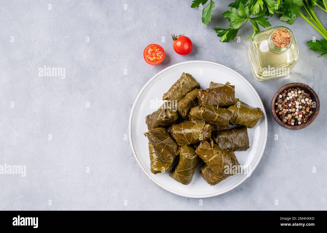 Dolma. Stuffed grape leaves (traditional Caucasian, Turkish, Greek ...
