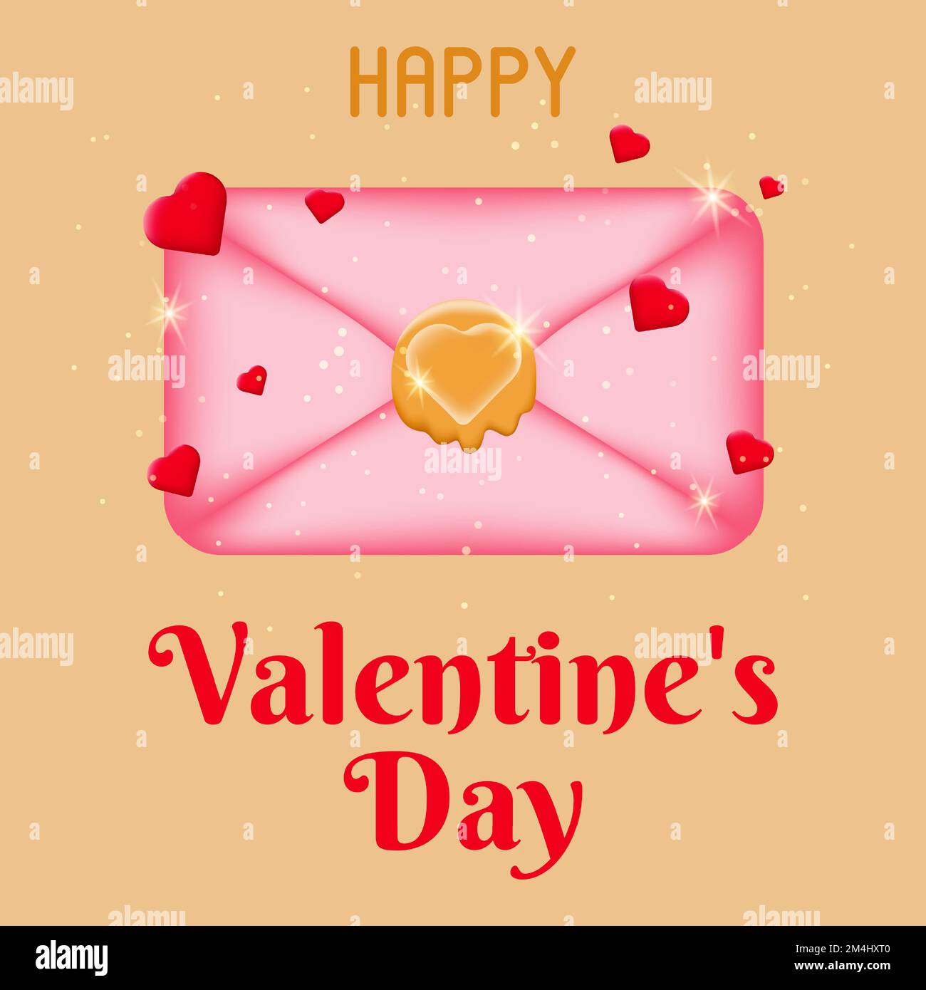 Banner with a love letter sealed with sealing wax in the shape of a ...