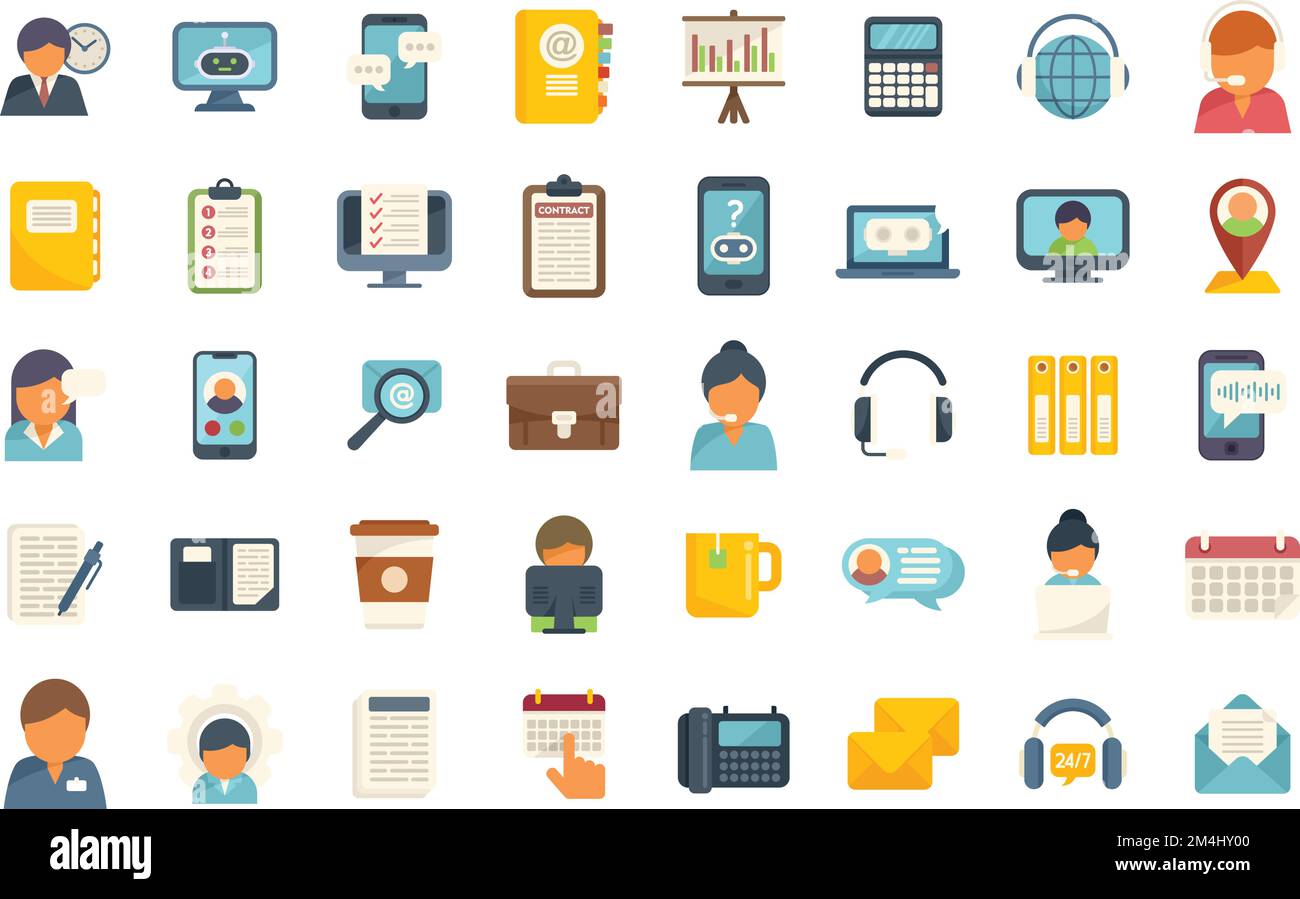 Personal assistant icons set flat vector. Voice listen. Sound command ...