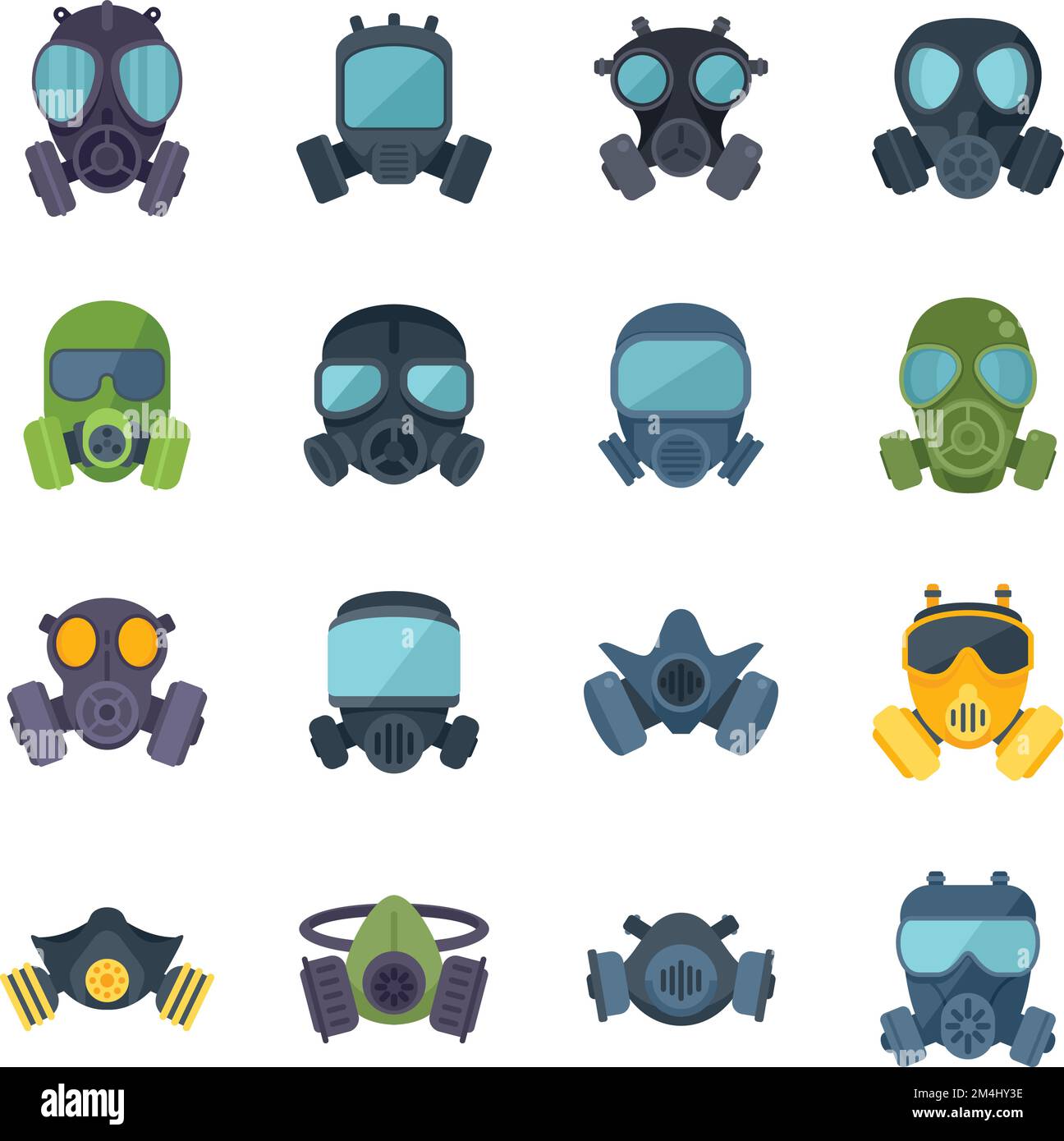 Gas mask icon flat vector. Air pollution. Safety respirator isolated ...