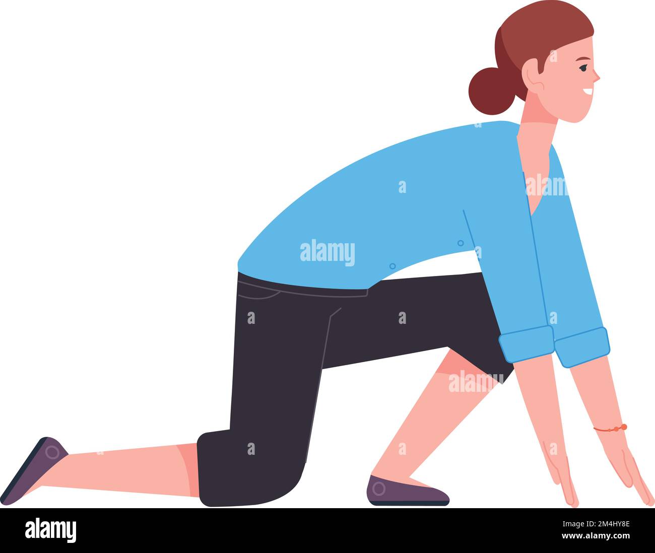 Woman ready for competition. Work challenge run position isolated on ...